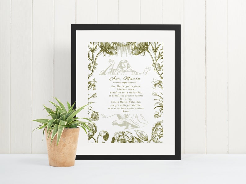 AVE MARIA LATIN Catholic Classic Style Printable Wall Art - Hail Mary ...