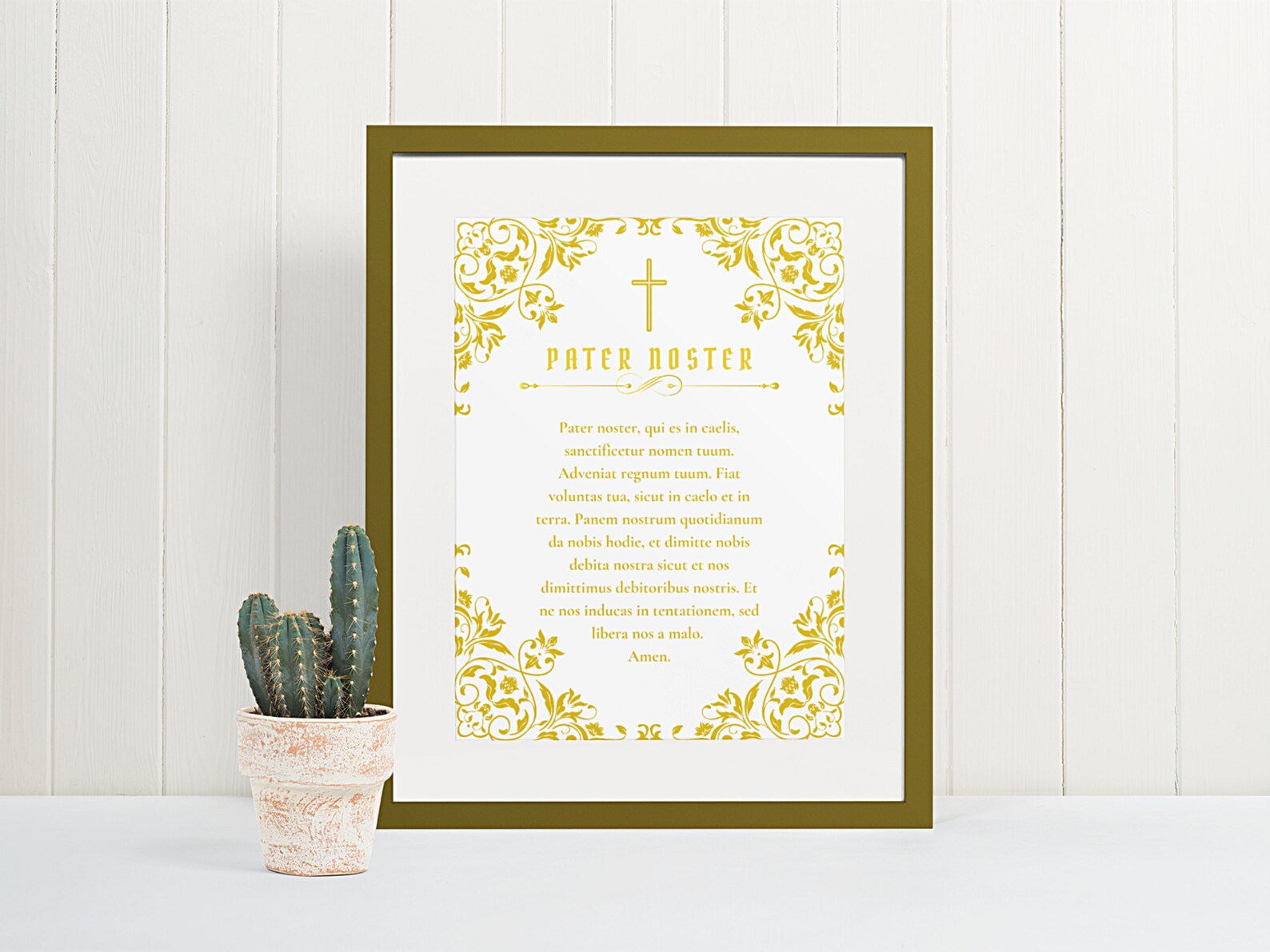 PATER NOSTER LATIN Catholic Classic Style in Gold Printable Wall Art ...