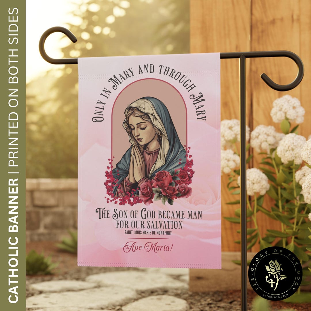 Marian Flag, in Mary and Through Mary Banner, the Mother of God Decor ...