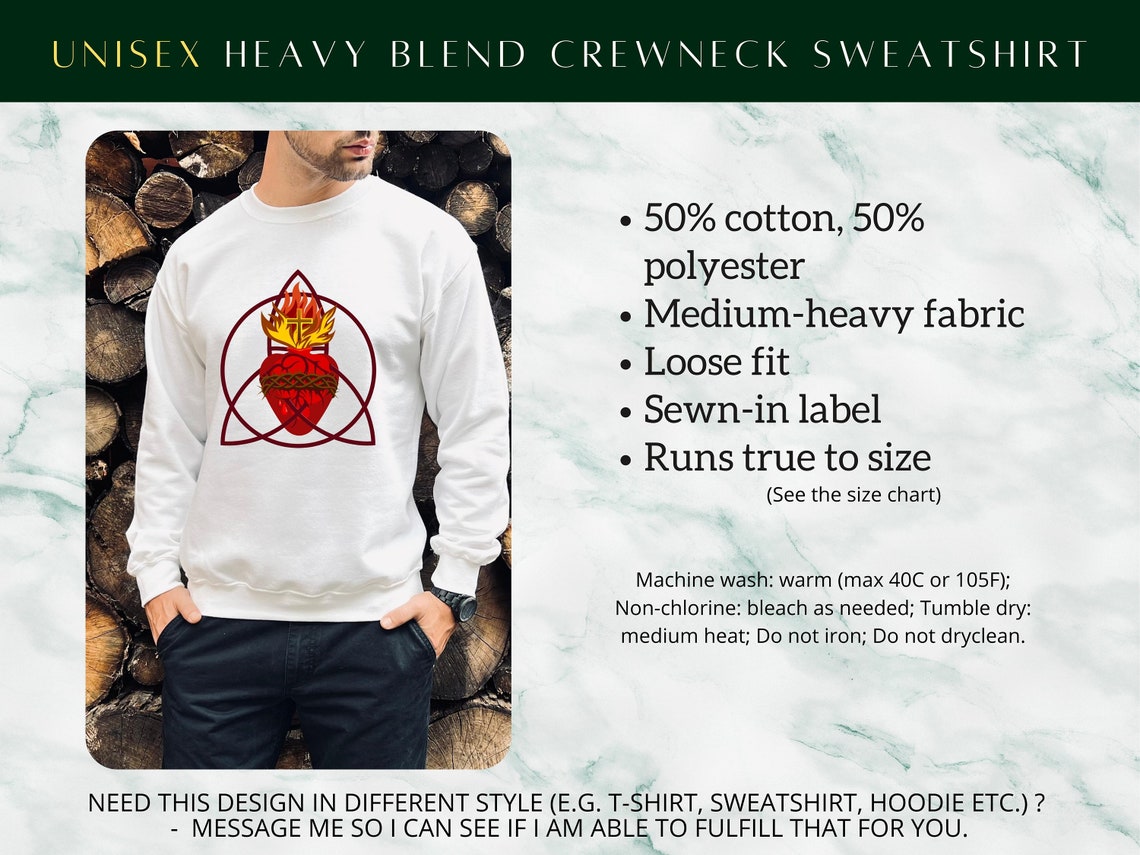 Sacred Heart & the Trinity Knot Sweater for Men Traditional - Etsy