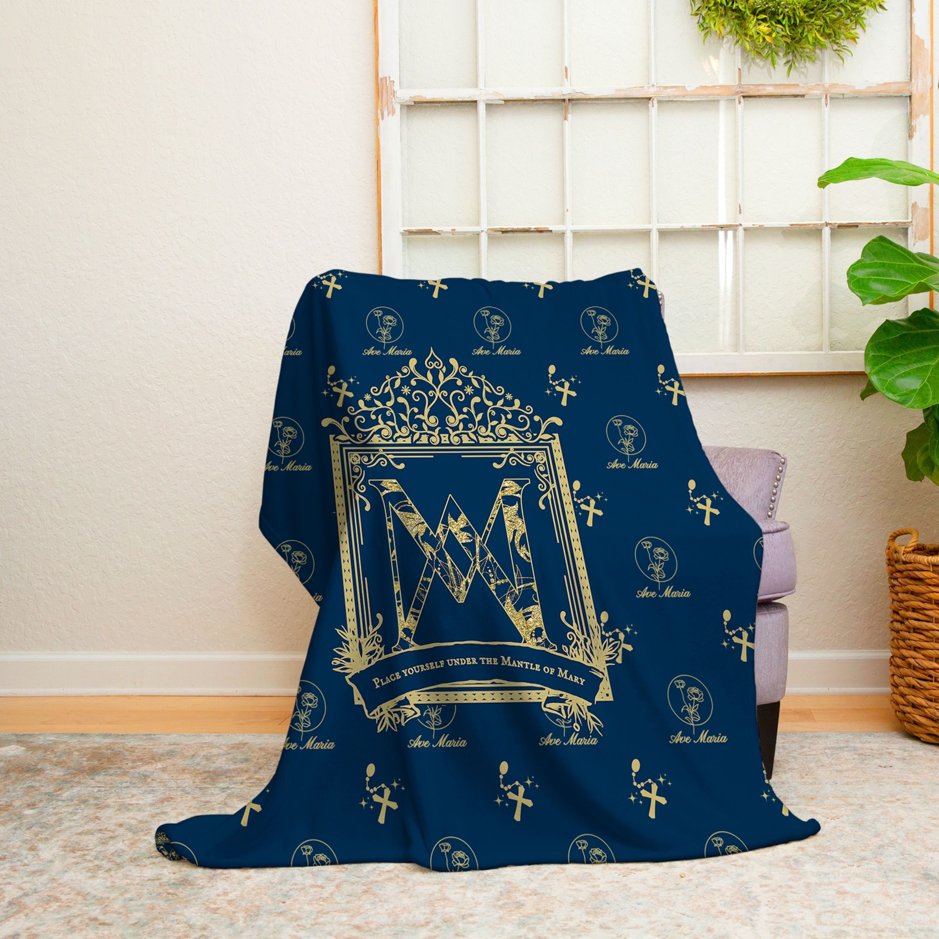Auspice Maria Place Yourself Under the Mantle of Mary Gift Blanket ...