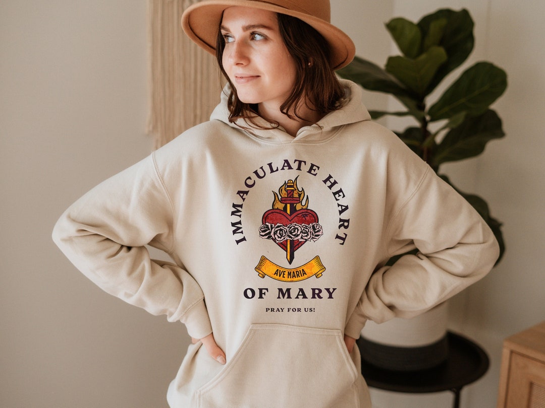 Immaculate Heart of Mary Vintage Style Catholic Hoodie for Women ...