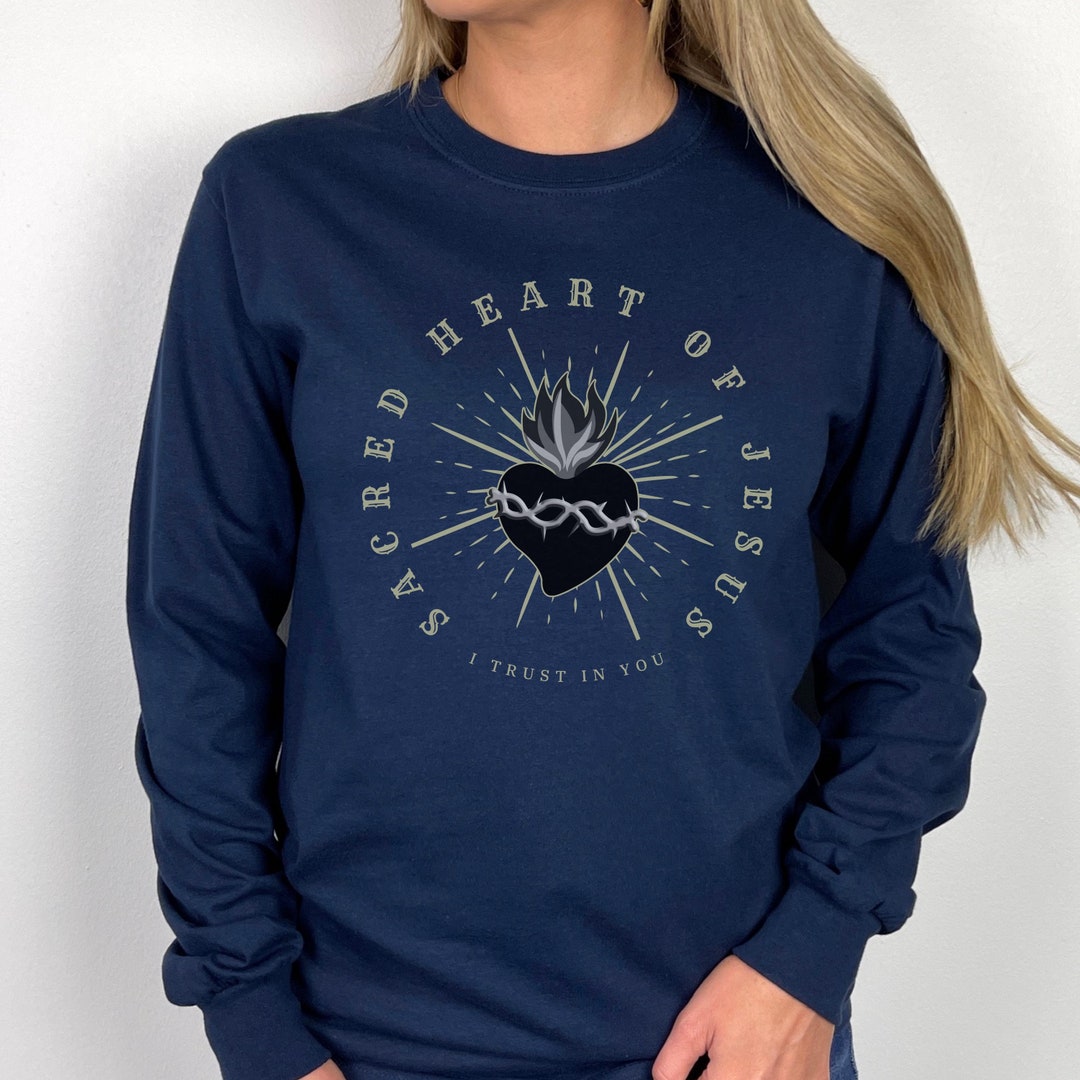 Sacred Heart of Jesus Unisex Long Sleeve Shirt, Jesus Christ, Catholic ...