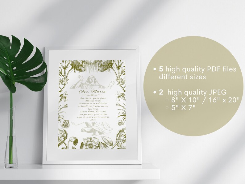 AVE MARIA LATIN Catholic Classic Style Printable Wall Art - Hail Mary ...