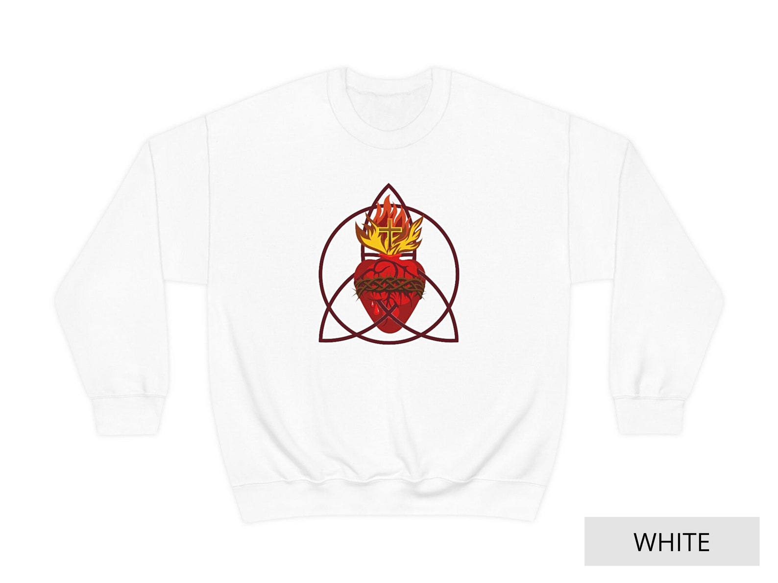 Sacred Heart & the Trinity Knot Sweater for Men, Traditional Catholic ...