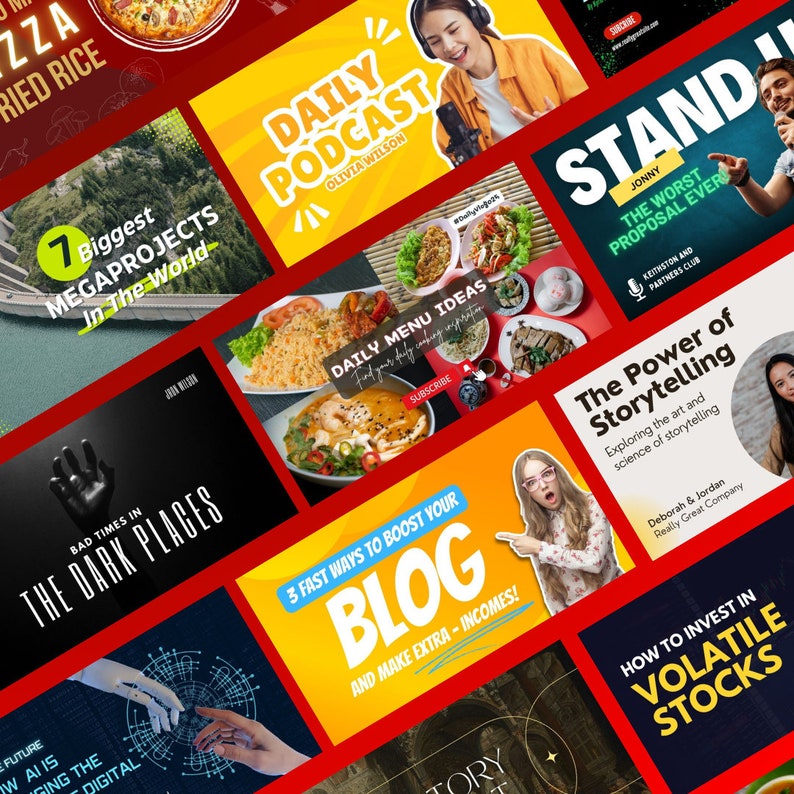 Trendy Youtube Thumbnail Pack for Canva Youtube Thumbnail DIY Youtube ...