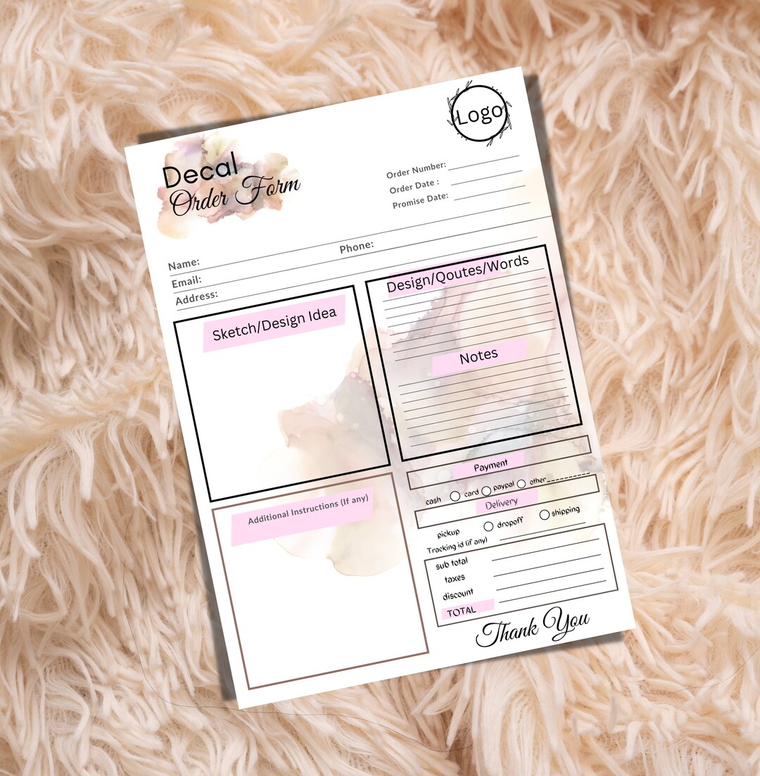 Decal Order Form Editable in Canva Editable Decal Form Printable Decal ...