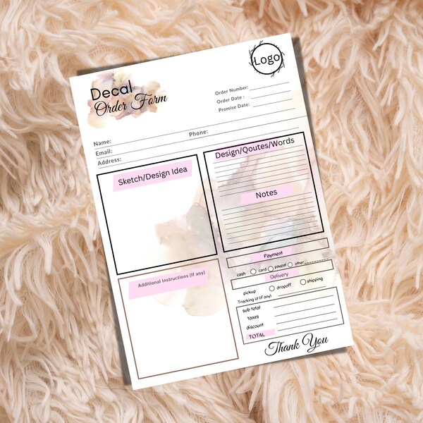 Car Decal Order Form Template - Etsy