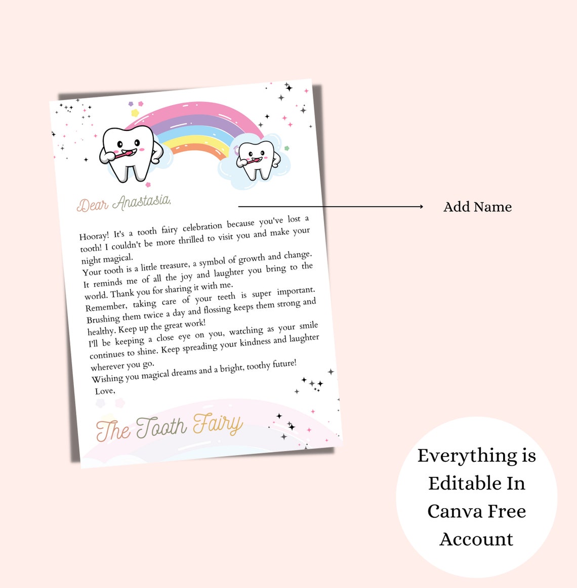 Editable Tooth Fairy Receipt and Letter, Tooth Fairy Letter, First ...