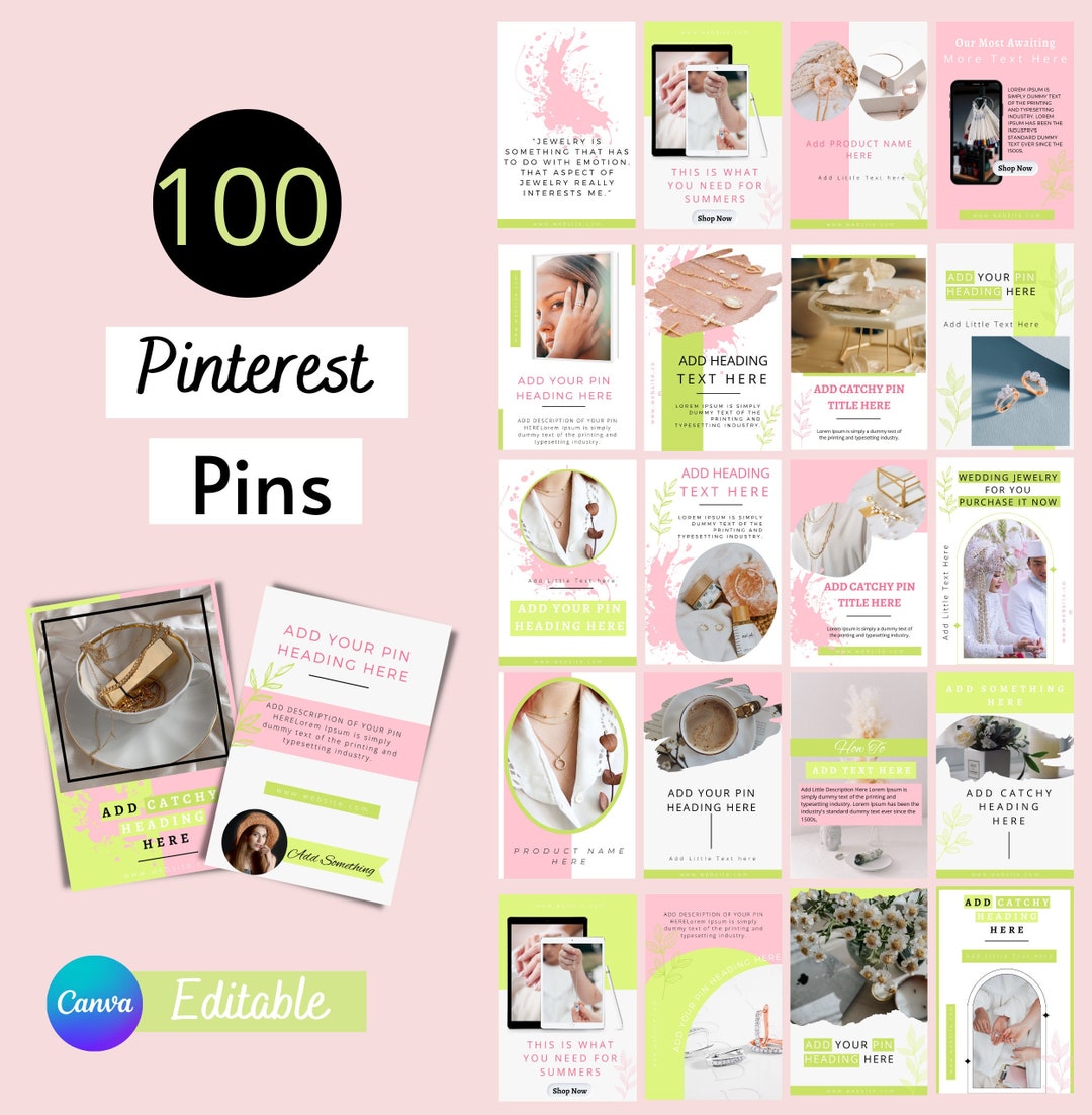 100 Pinterest Template Canva Pins Blogging-Vorlage Canva - Etsy.de