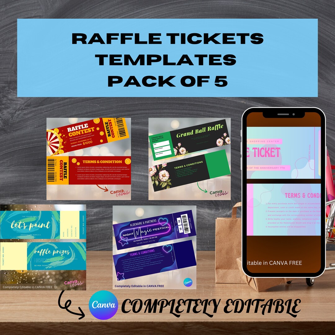 Raffle Ticket Templates Editable Event Ticket Digital Download Party ...