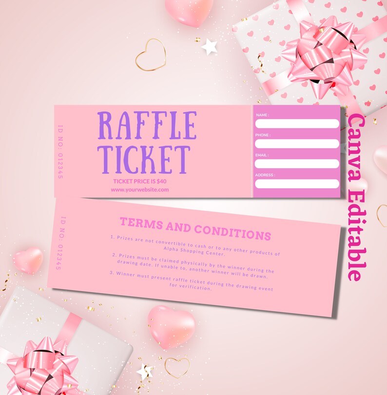 Editable Raffle Ticket Template, Event Ticket,draw Ticket, Prize, Party ...