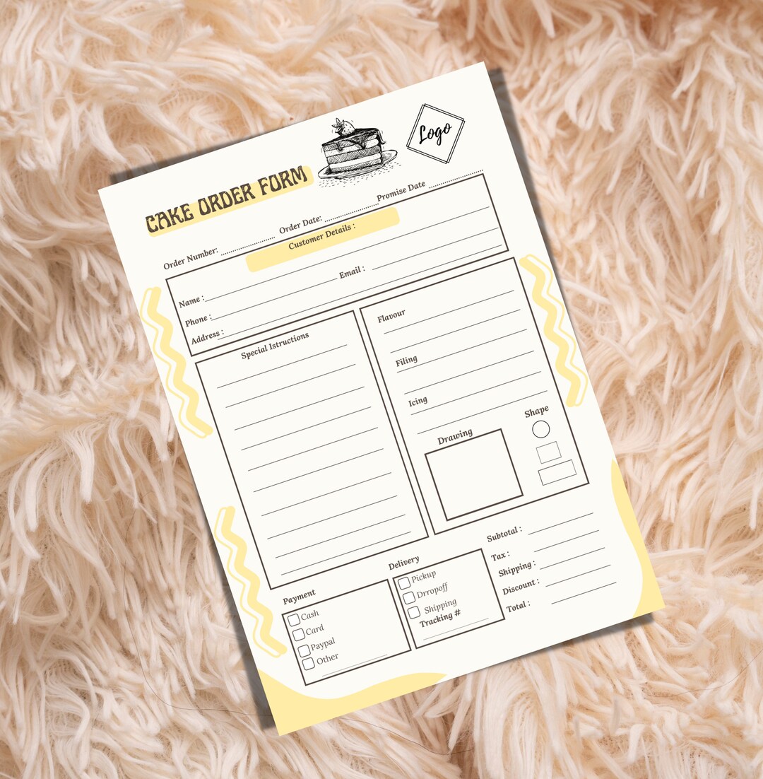 Editable Cake Order Form for Cakes Order Form Custom Order - Etsy