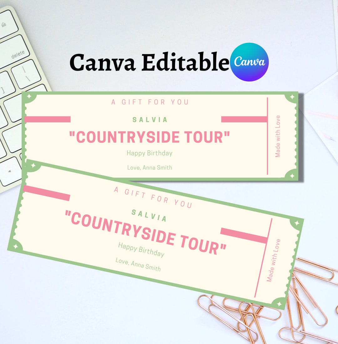 Print at Home Editable Countryside Tour Ticket Template - Etsy