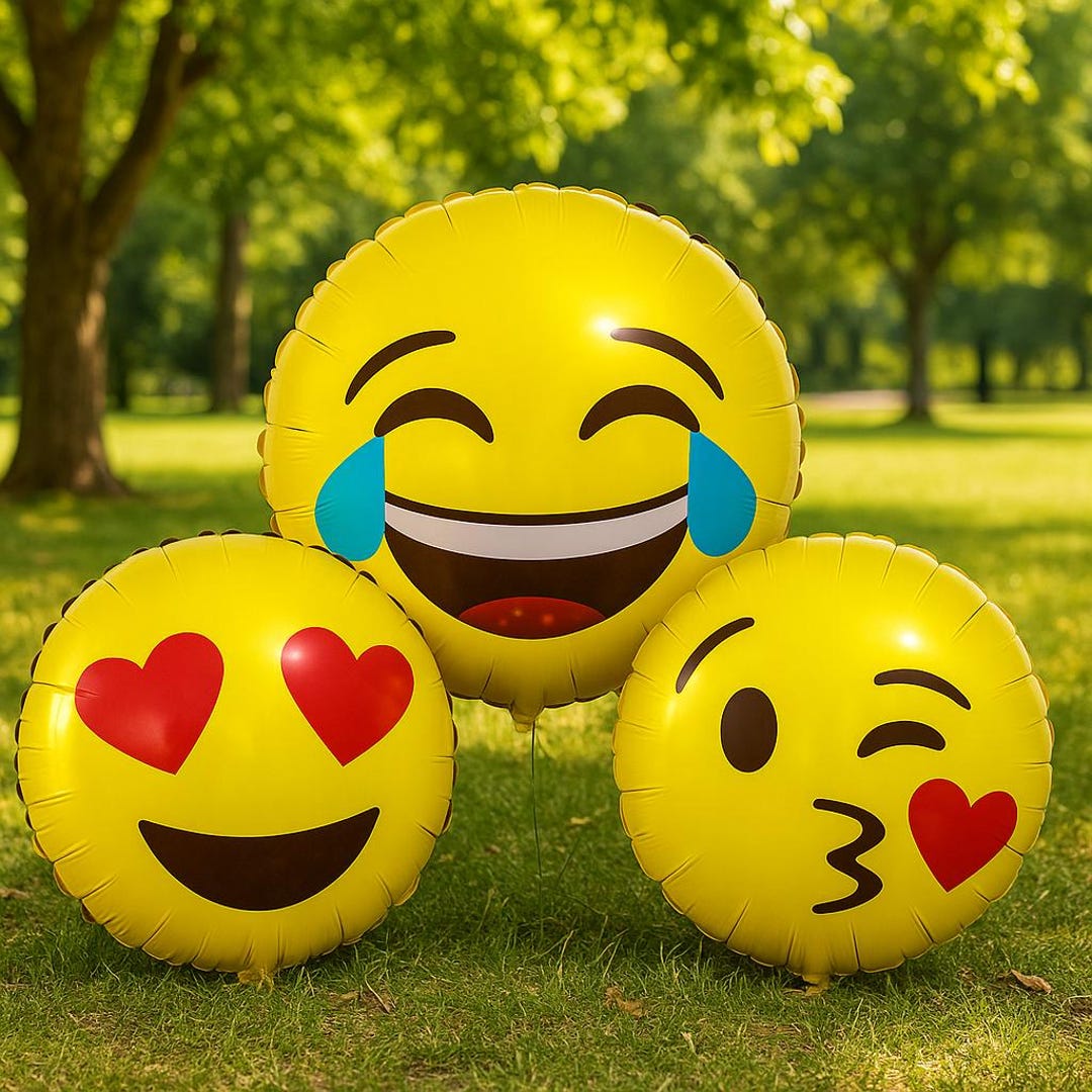 Funny Emoji Foil Balloon – Heart Eyes, Winking Kiss or Laugh Cry Face ...