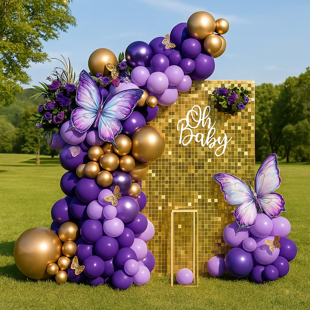 Purple and Gold Butterfly Balloon Arch Kit | Oh Baby Lavender Birthday ...