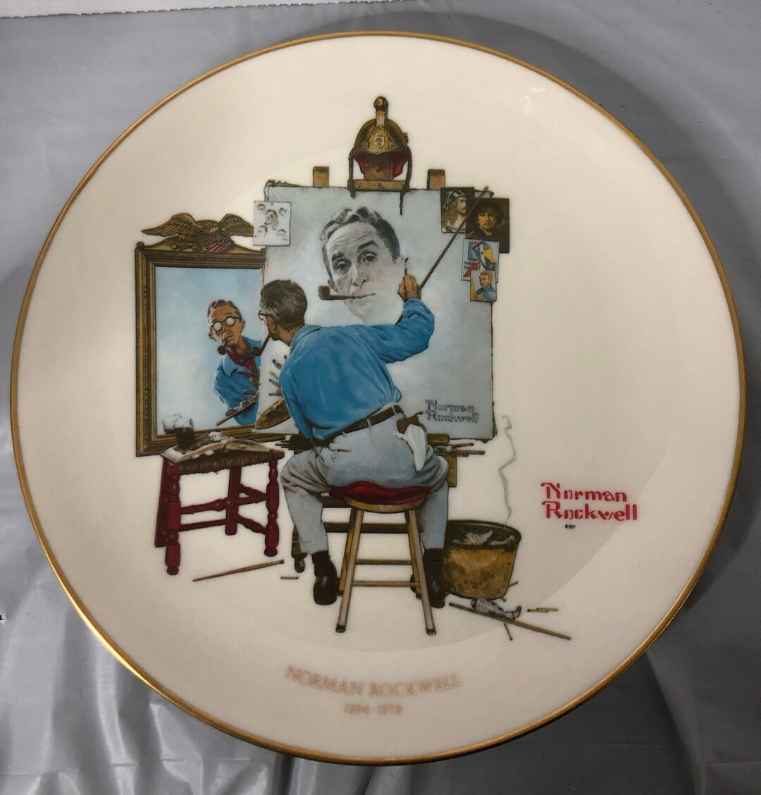 Norman Rockwell Triple Self Portrait Plate - Etsy