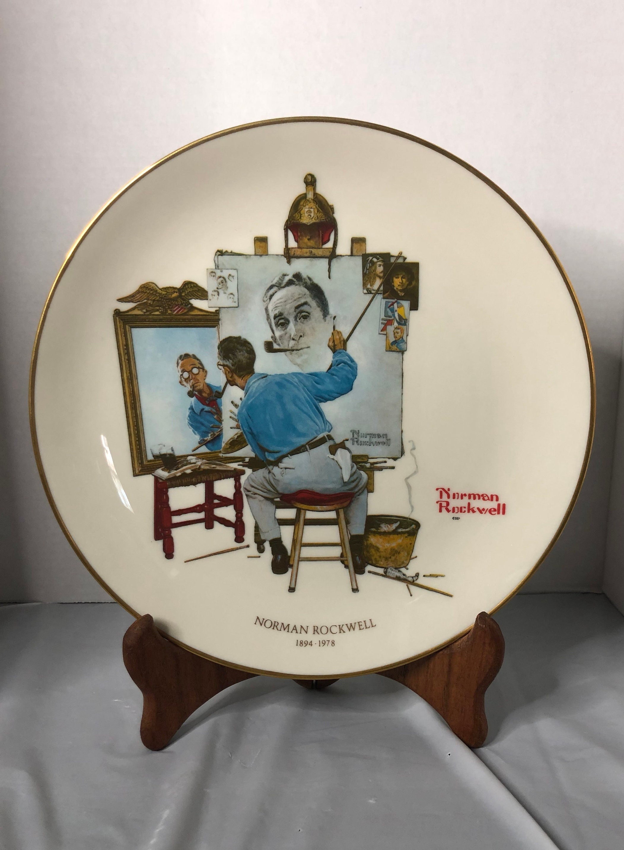 Norman Rockwell Triple Self Portrait Plate - Etsy