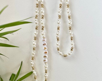 Pearl Personalised Phone Charm Bride Bridal Gift Beaded Phone Chain Y2K ...