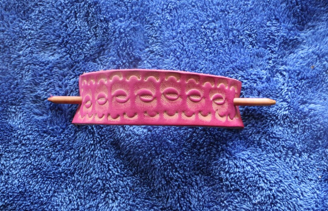 Leather Stick Barrette 5.5 Inches by 1.5 Hand Tooled Simple Design - Etsy