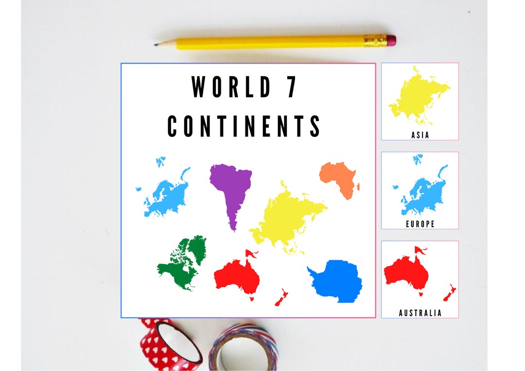 7 Continents Montessori Flash Cards, Continents Flashcards, Educational ...