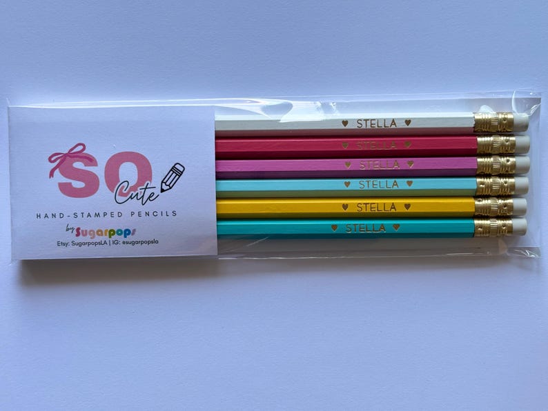 So Cute Personalized Custom Pastel Pencil Set | 6 Pencils | Hand ...