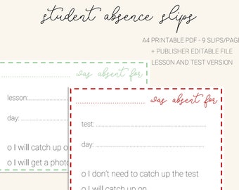 Absentee Log. Student Absences Tracker for Teachers. Absence Record ...