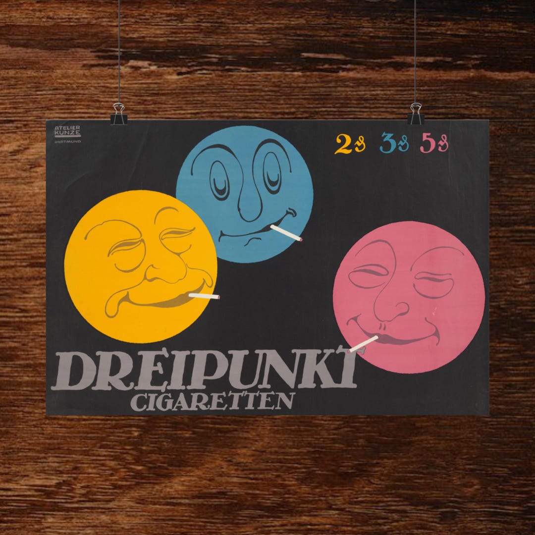 Dreipunki Cigaretten Vintage German Cigarette Ad Matte Poster - Etsy