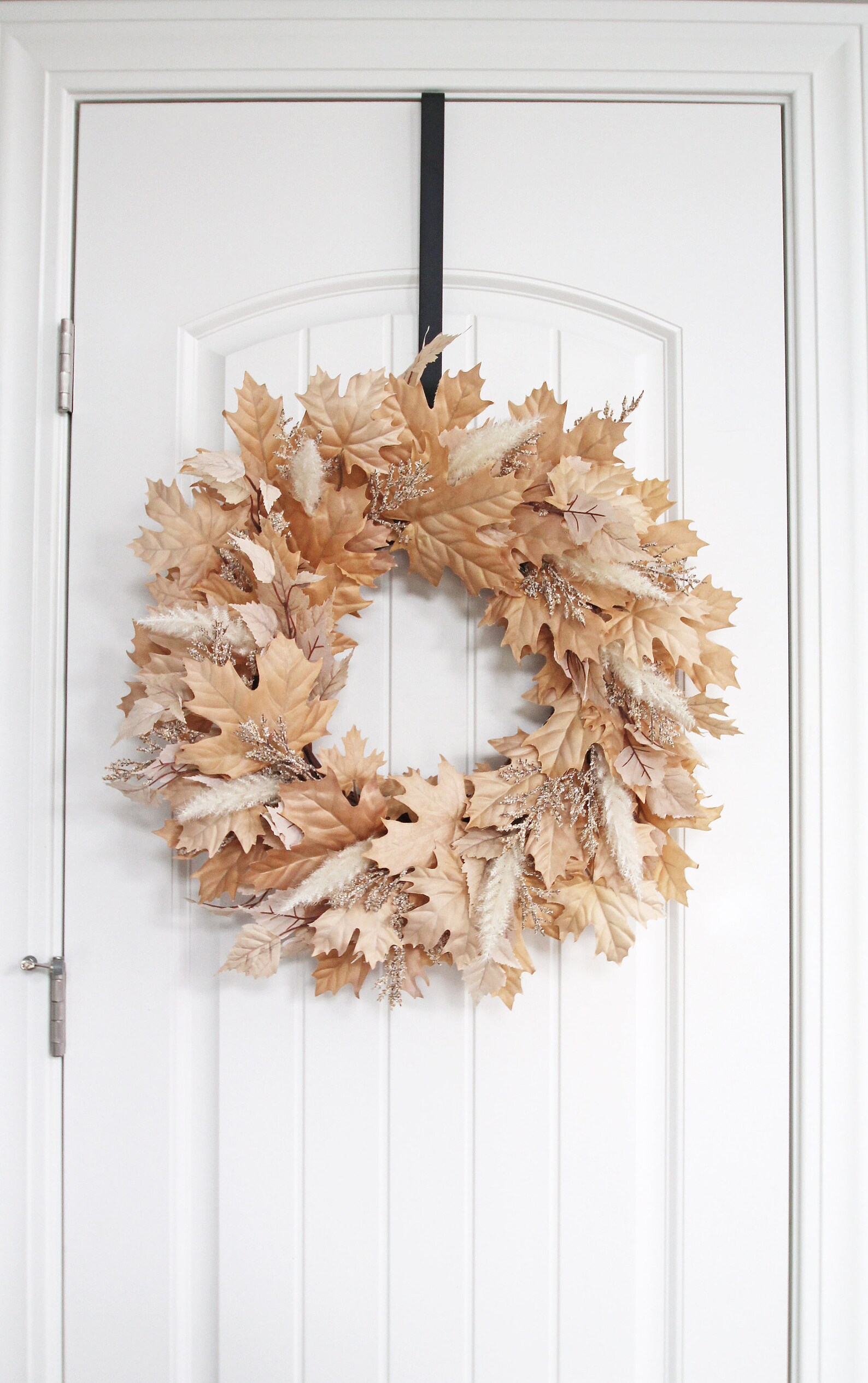 Tan Maple Leaf Pampas Grass Wreath for Front Door Neutral - Etsy