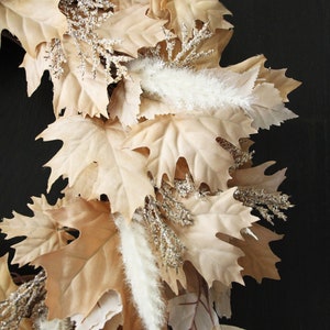 Tan Maple Leaf Pampas Grass Wreath for Front Door Neutral - Etsy