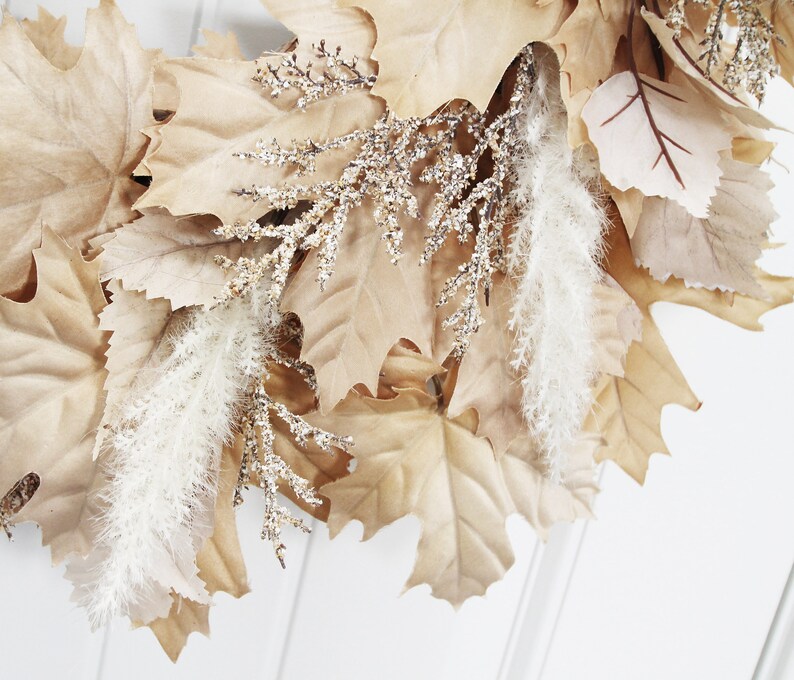 Tan Maple Leaf Pampas Grass Wreath for Front Door Neutral - Etsy