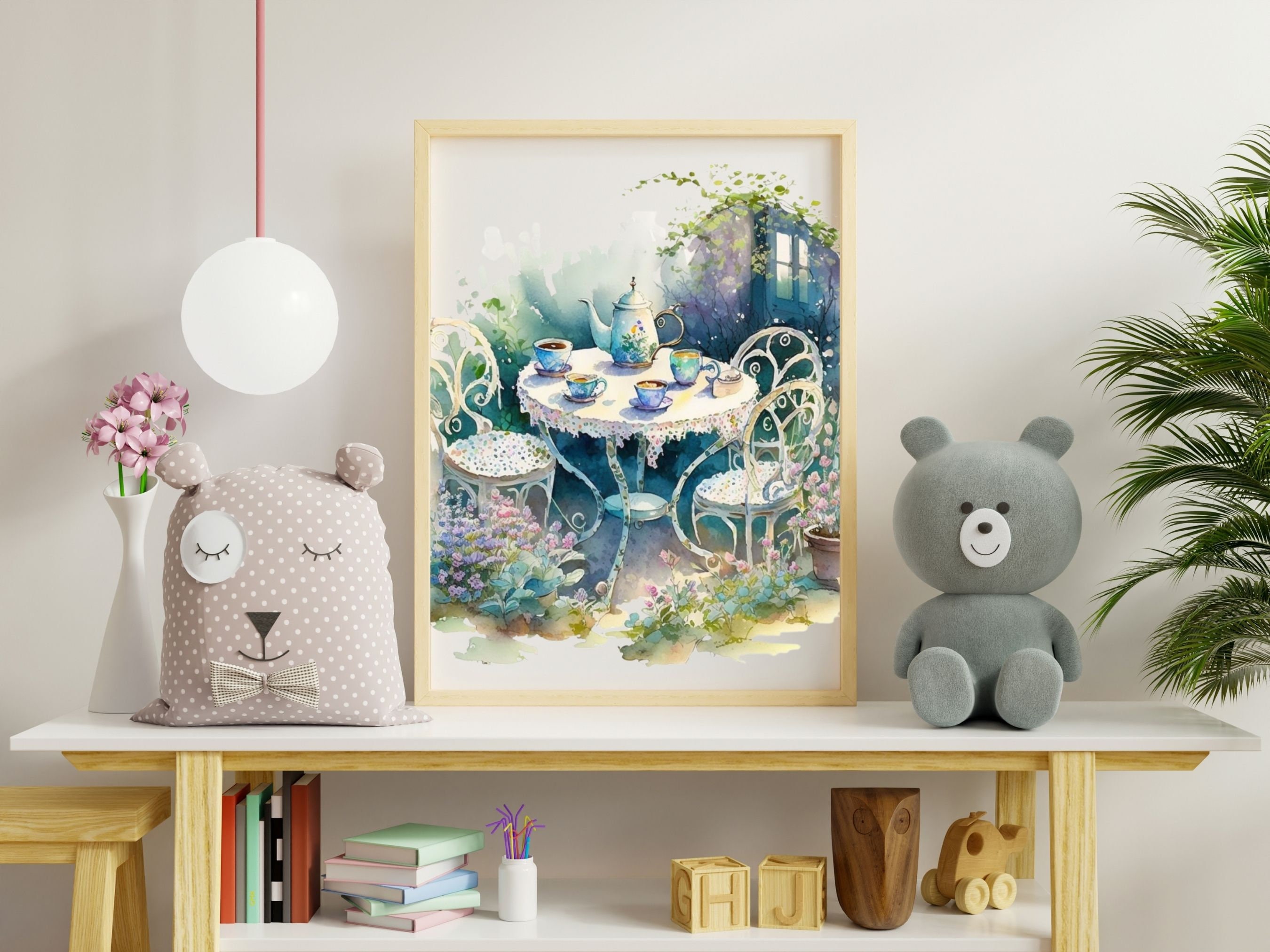 Garden Tea-time Watercolour, Clip-arts, Spring Flowers, Tea Party ...