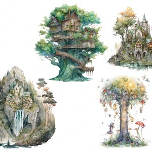 ELF PRINCESS Fantasy Watercolour, Emerald Green Open Book, Elf Castle ...