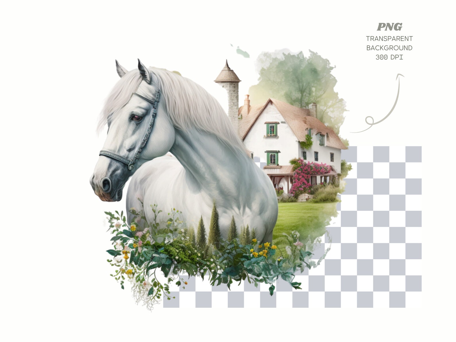 FARM Cliparts Watercolors, Houses, Bouquet, Animals, Farm House, PNG ...