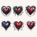 Gothic Chained Hearts, Watercolor Illustration, Cliparts, PNG Instant Download Commercial Use ...