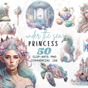 Under the Sea Princess Watercolor Fantasy, Illustration Open Book ...