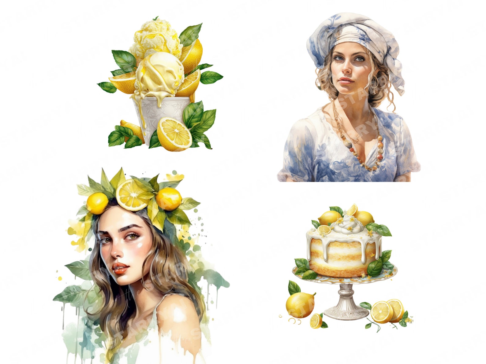 Dolce Limone, Watercolour, Amalfi Lemon Illustration Clip-arts, Sweet ...