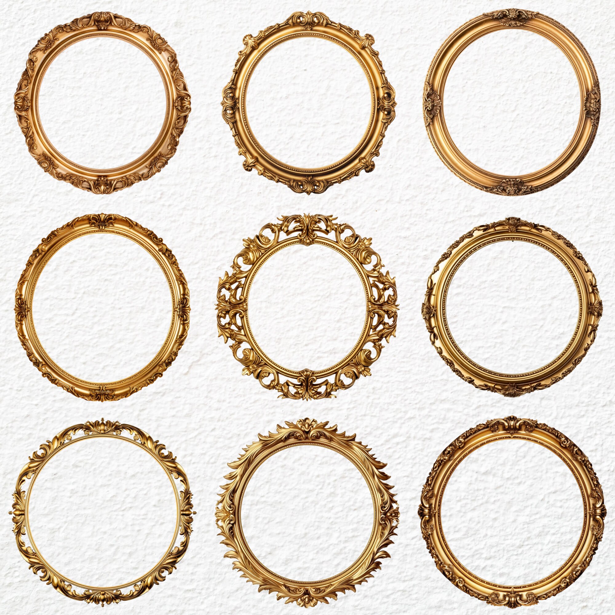 Circle Frames Antique Gold Clipart, Element Ornate Collection Vintage ...