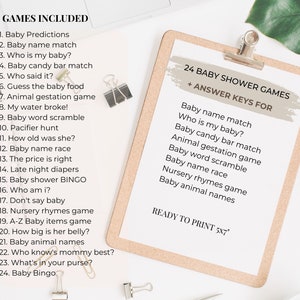 Floral Baby Shower Games Bundle 24 Ready to Print Games Instant Digital ...