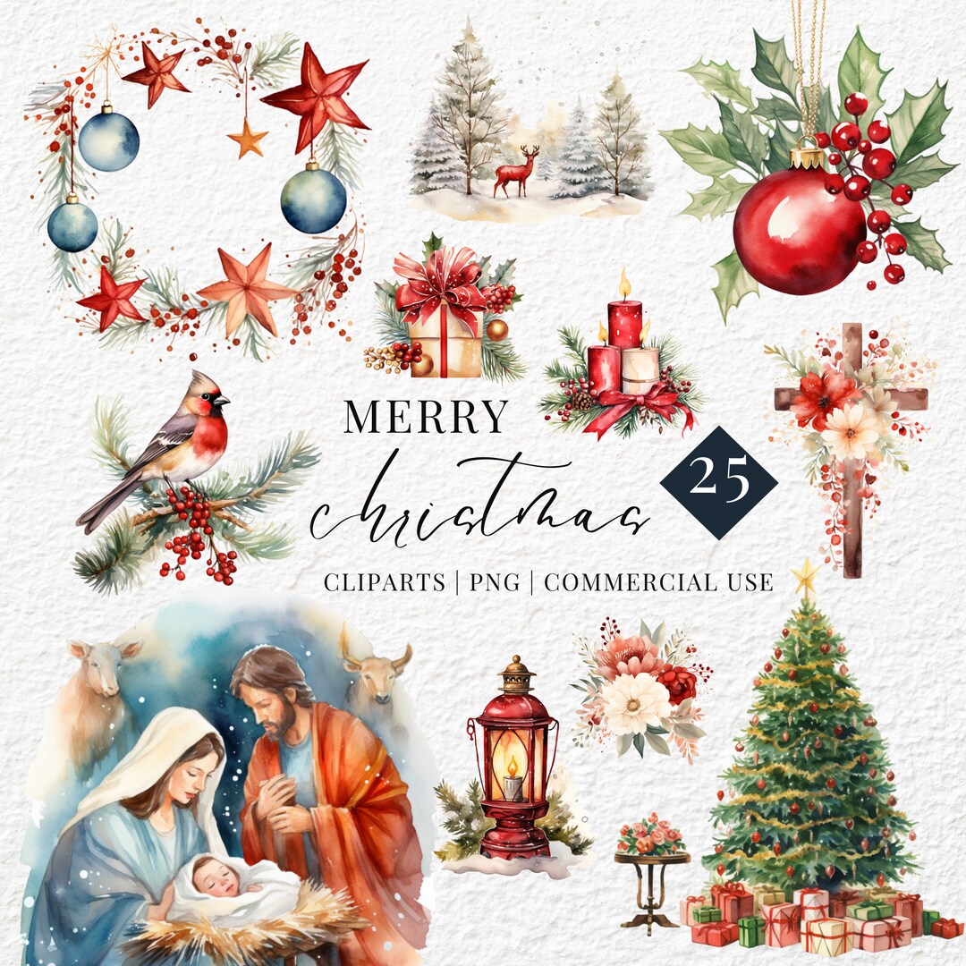 Christmas Clipart, Nativity, Elements Collection Illustration ...