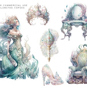 Under the Sea Princess Watercolor Fantasy, Illustration Open Book ...