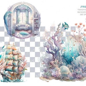 Under the Sea Princess Watercolor Fantasy, Illustration Open Book ...