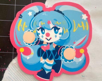 Clown Themed Hatsune Miku Sticker Holographic Vinyl Vocaloid Clowncore ...