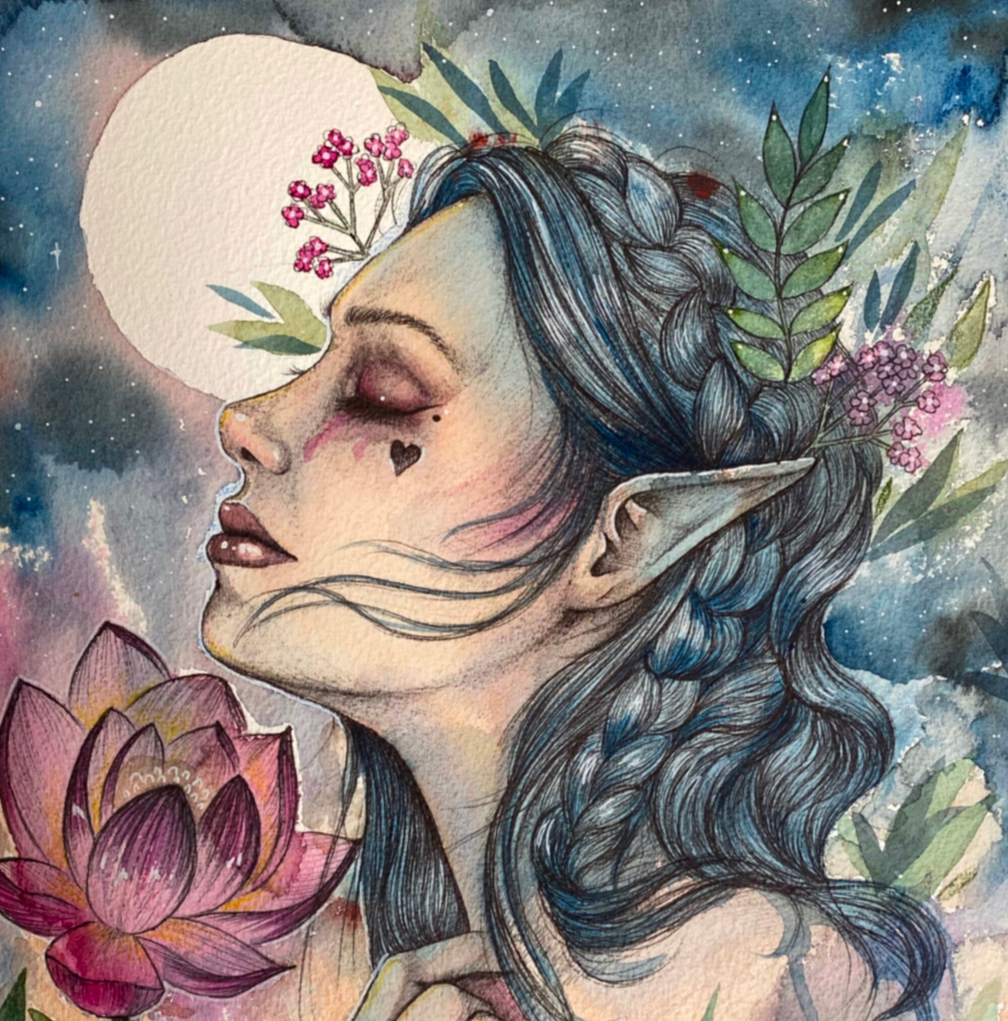 Cottagecore Elf Girl Print. Watercolour Fantasy Art. - Etsy