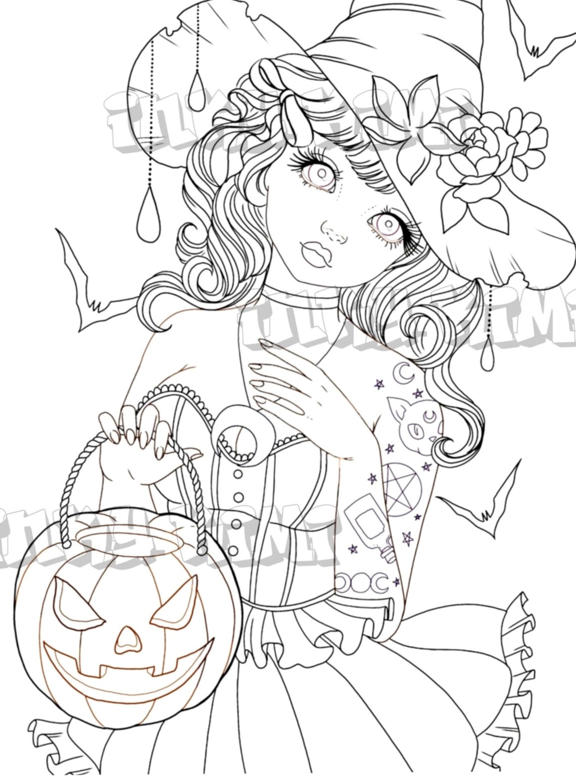 Halloween Tattoo Designs Colouring Book. A4 Pages. Wire Bound Book. 28 ...