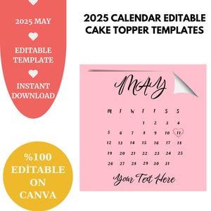 Customizable 2025 Calendar Cake Topper: Memorial, Birthday, Anniversary ...
