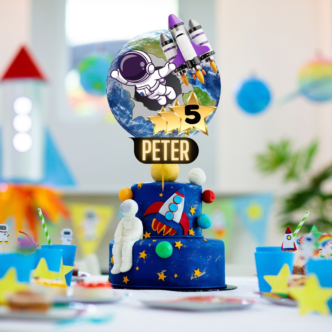 Space Theme Cake Topper: Planets, Moon & Earth (digital Printable) - Etsy