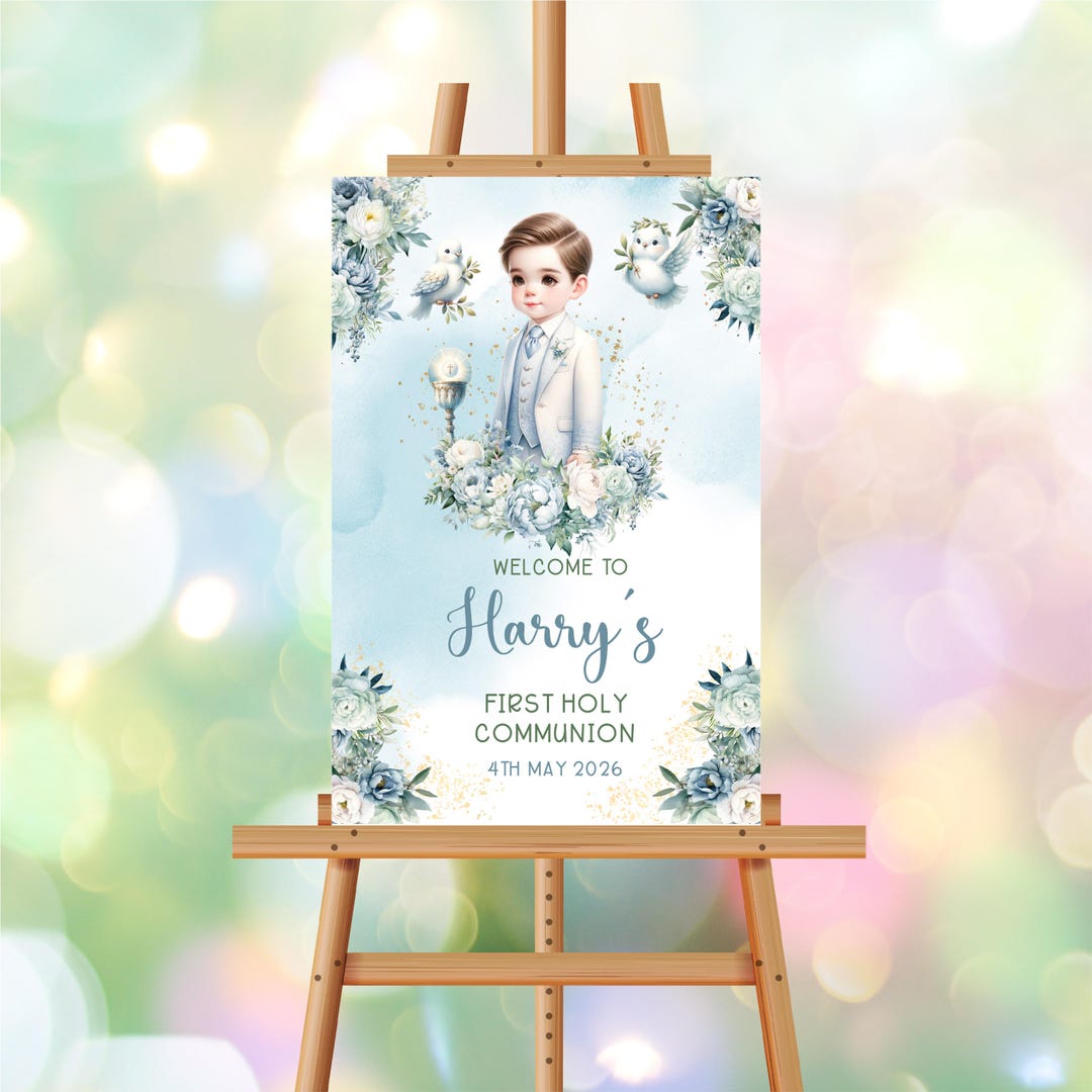 First Holy Communion Welcome Sign, 1st Communion Party Sign, Baptism ...