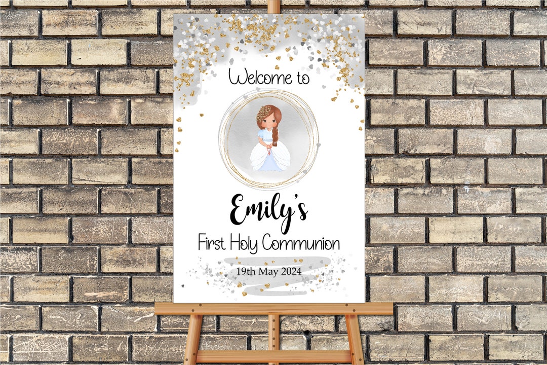 First Holy Communion Welcome Sign, 1st Communion Party Sign, Baptism ...