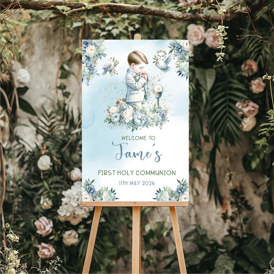 First Holy Communion Welcome Sign, 1st Communion Party Sign, Baptism ...